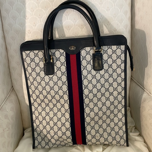 Gucci | Bags | Gucci Gg Supreme Ophidia Supreme Tote Navy Blue | Poshmark